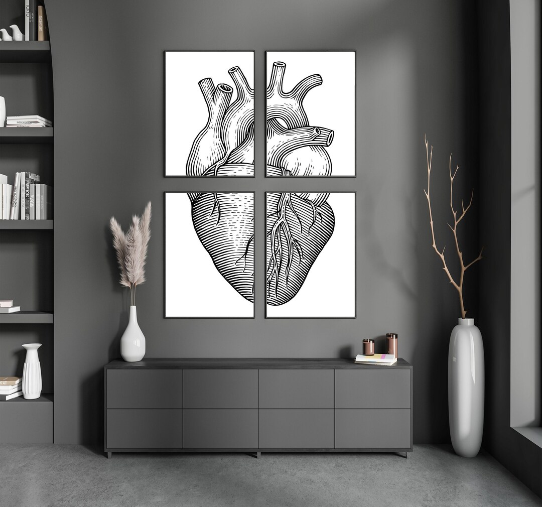 Heart Sketch Quadriptych A3 A4 Art Prints. 4 Individual Prints. Human ...