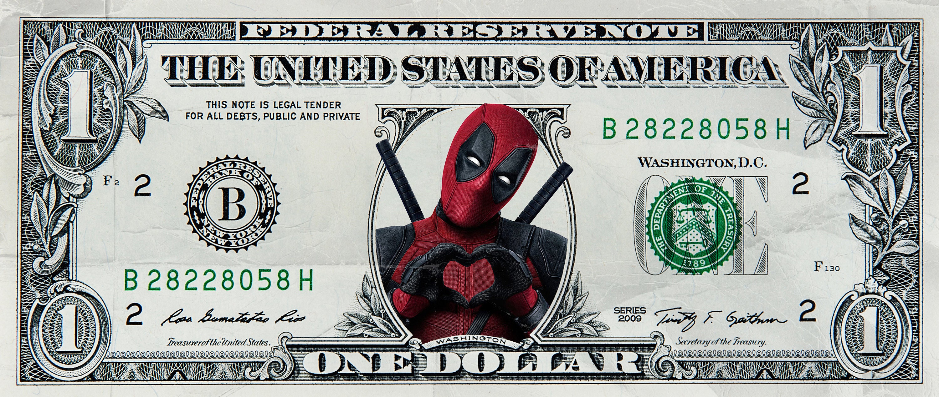 Deadpool Dollar Bill A3 A4 Matte Fine Art Print. Pop Culture - Etsy