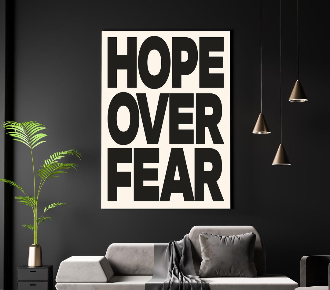 Hope Over Fear A3 A4 Fine Art Print. Protest Art. Modern Bold ...
