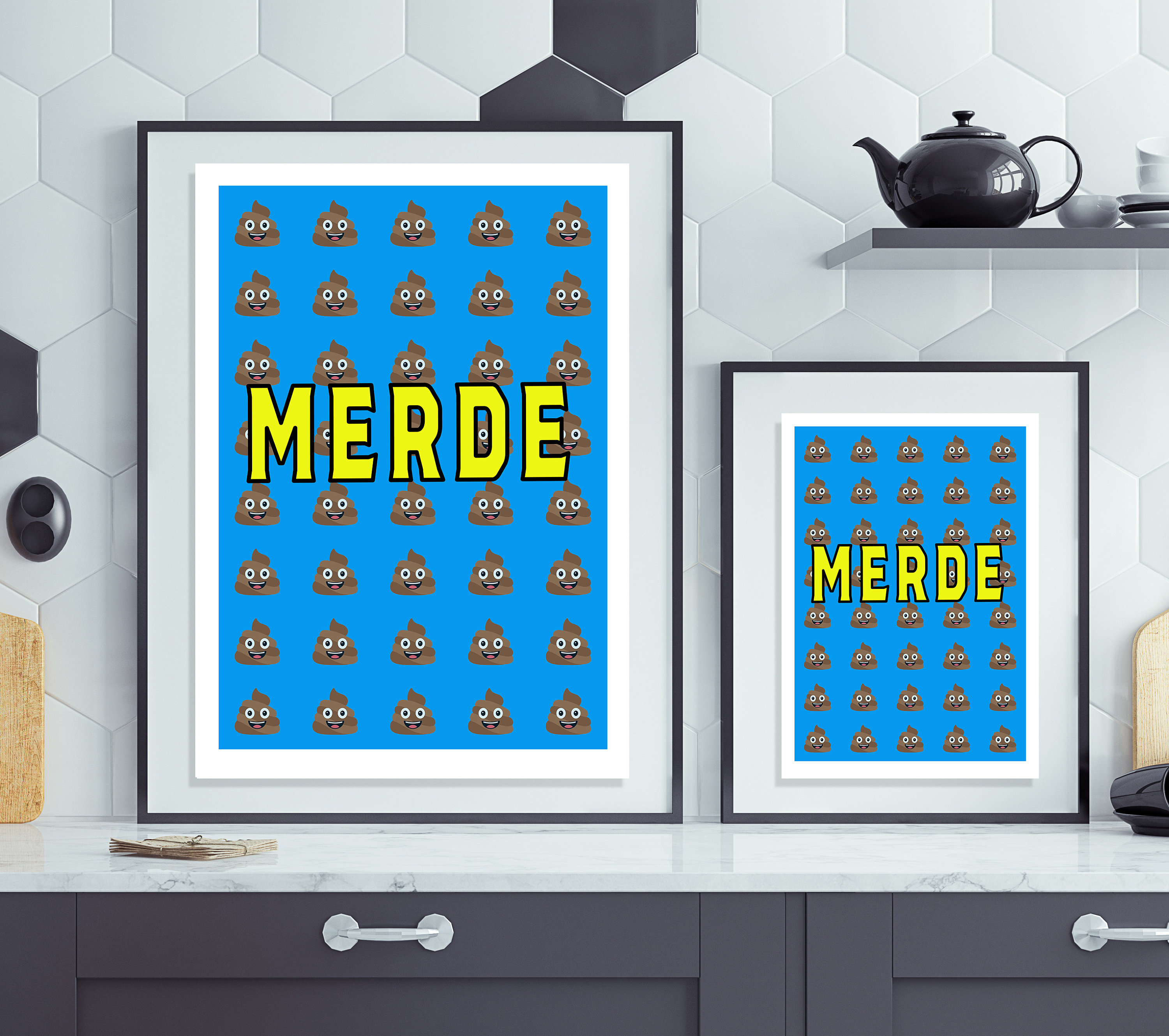 Merde Poop Emoji A3 A4 Matte Art Print. Funny Humorous Wall Art Home ...