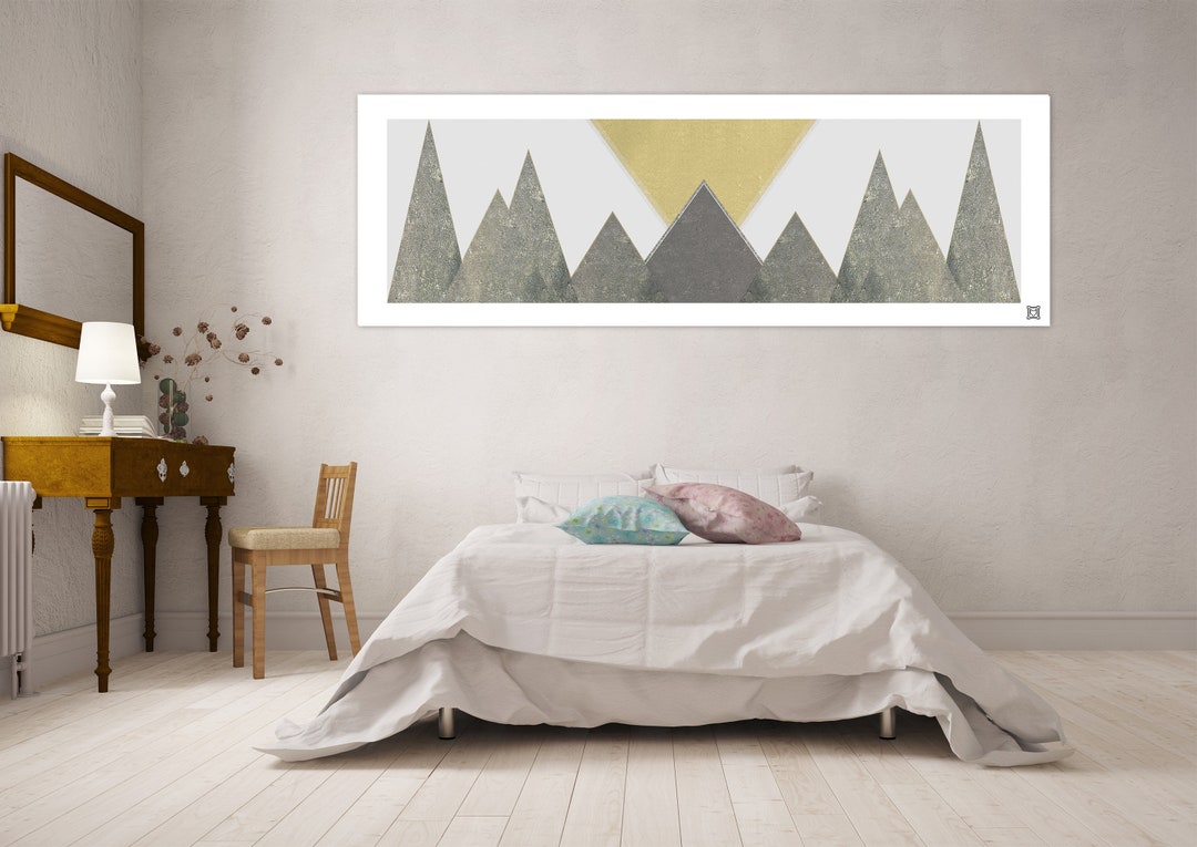 Geometric Mountain Art Print: Scandinavian Landscape Home Decor - Etsy