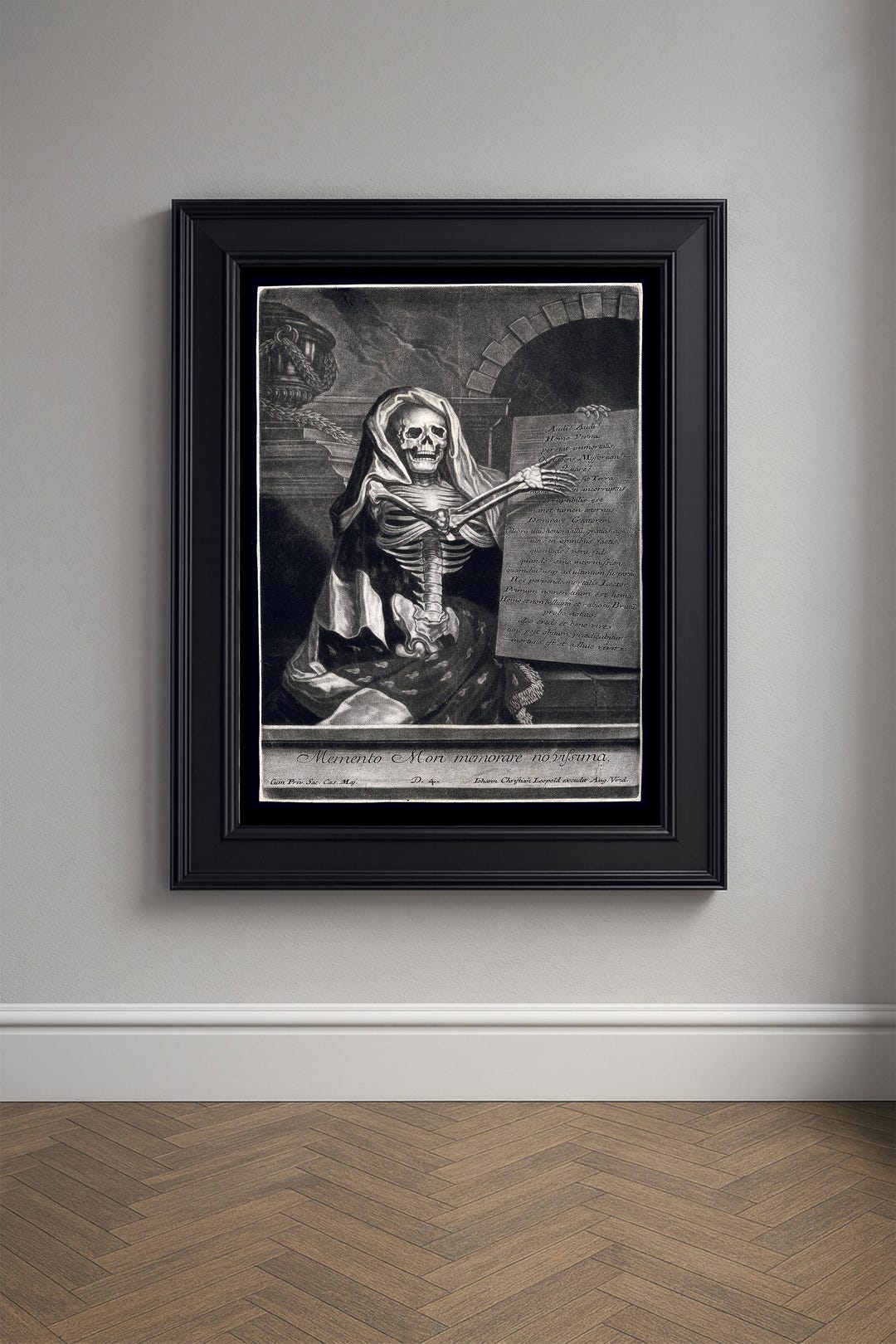 A Skeleton Mezzotint A3 A4 Art Print– Rare 18th-century Engraving ...