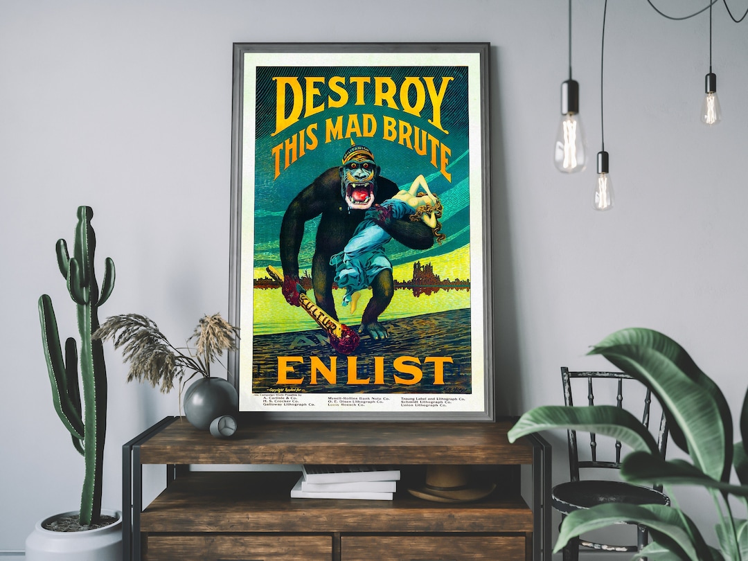 Vintage WW1 Anti-german Poster: Destroy This Mad Brute - Fine Art Print ...