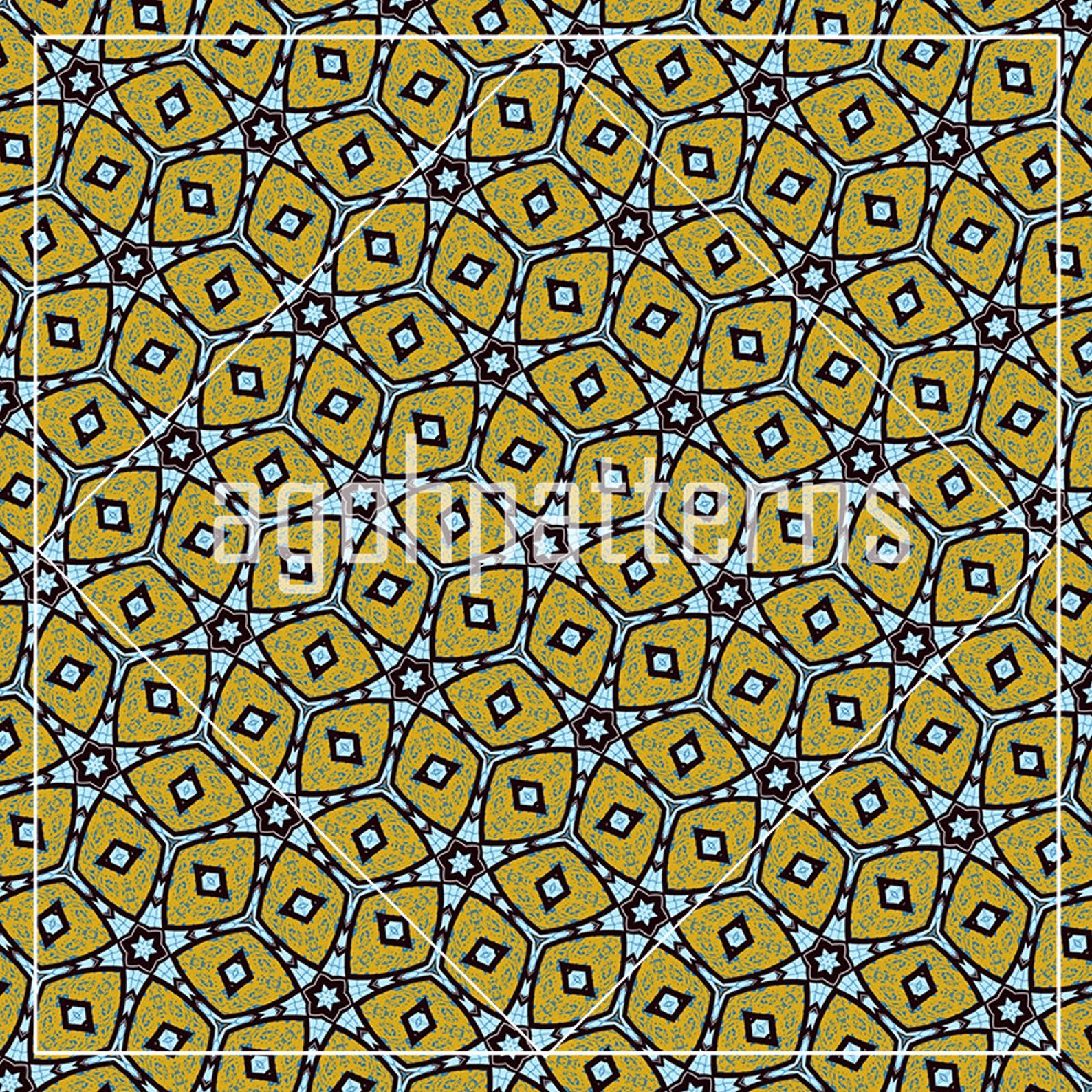 Yellow and Blue African Wax Pack of 15 Digital Patterns Instant ...