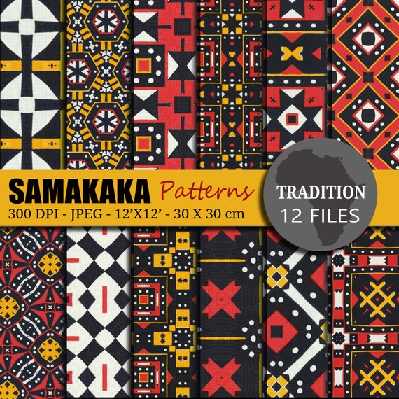 Pack of 12 digital files of inspiration SAMAKAKA Angola design ...