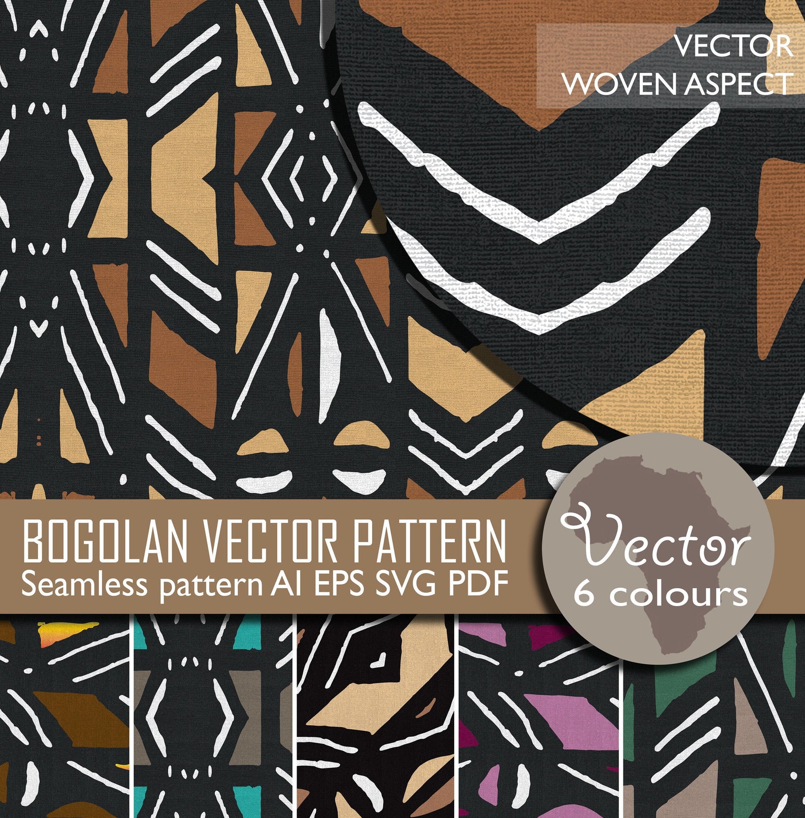 AFRICAN BOGOLAN Vector Pattern AI Svg Svgz Pdf Eps Files 6 - Etsy