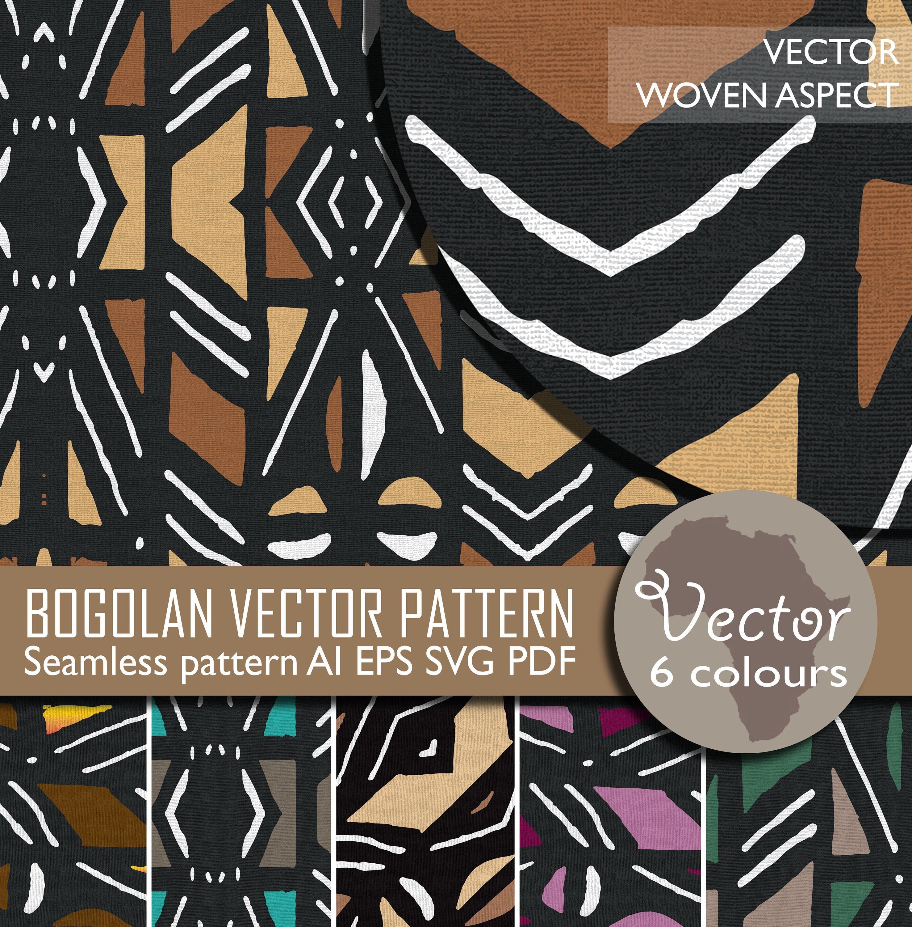 AFRICAN BOGOLAN Vector Pattern AI Svg Svgz Pdf Eps Files 6 Colours ...