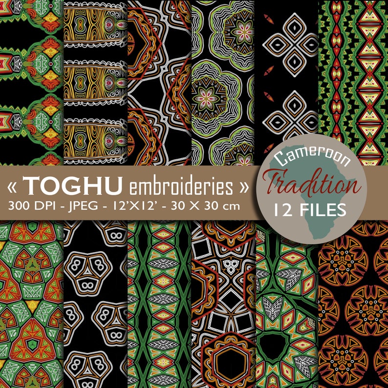 AFRICANTOGHU From Cameroon Inspiration Patterns Pack of 12 - Africa ...