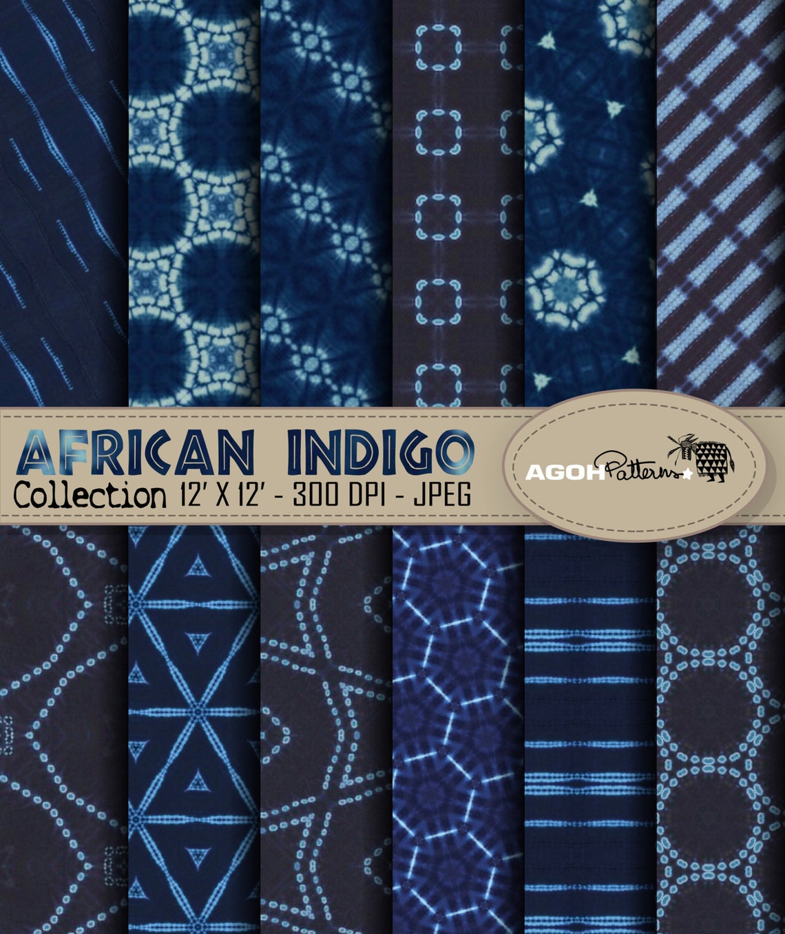 AFRICAN Indigo Patterns Pack of 12 Africa Digital Paper - Etsy