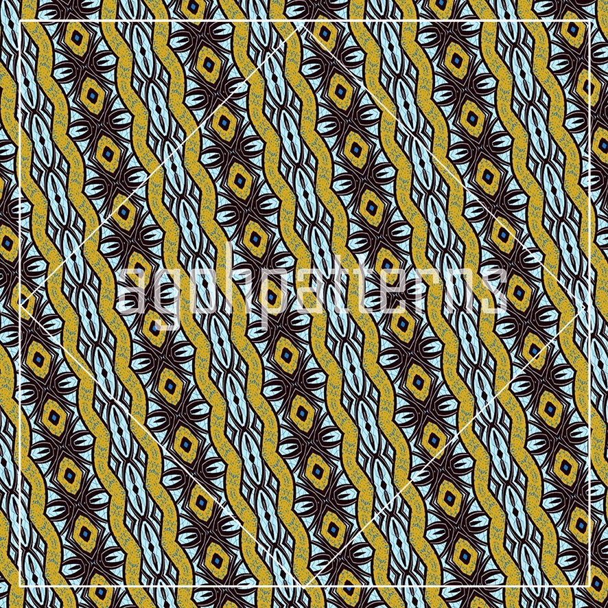 Yellow and Blue African Wax Pack of 15 Digital Patterns Instant ...