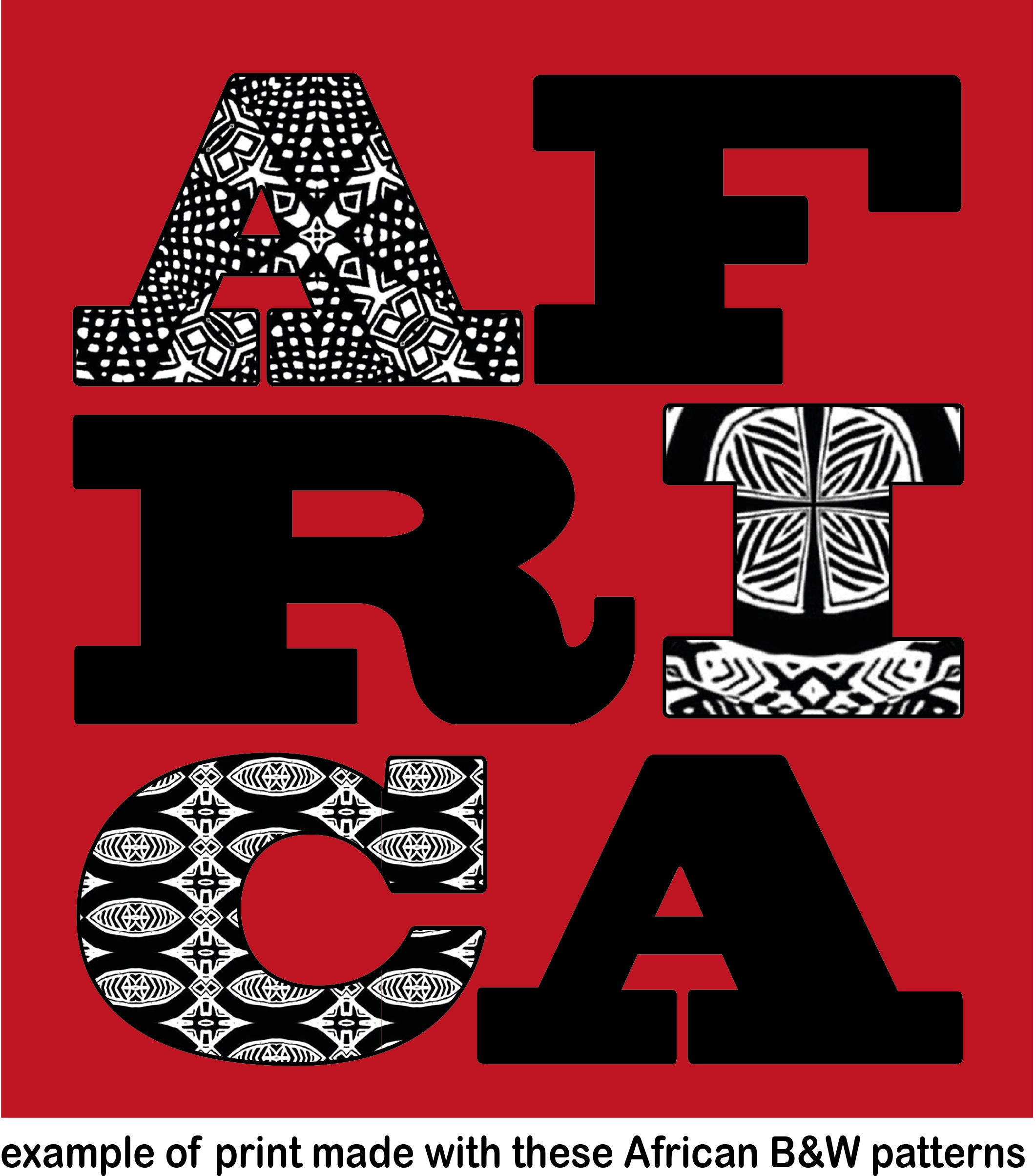 AFRICAN Black & White Patterns Pack of 12 Africa Digital Paper ...