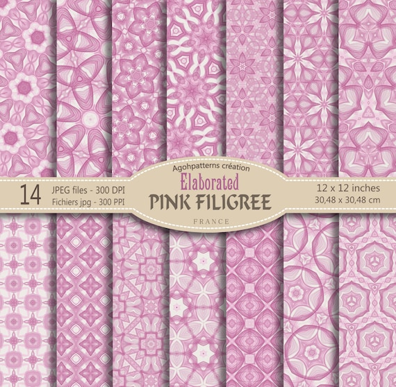 14 FILIGREE detailed PINK backgounds instant download files digital big ...