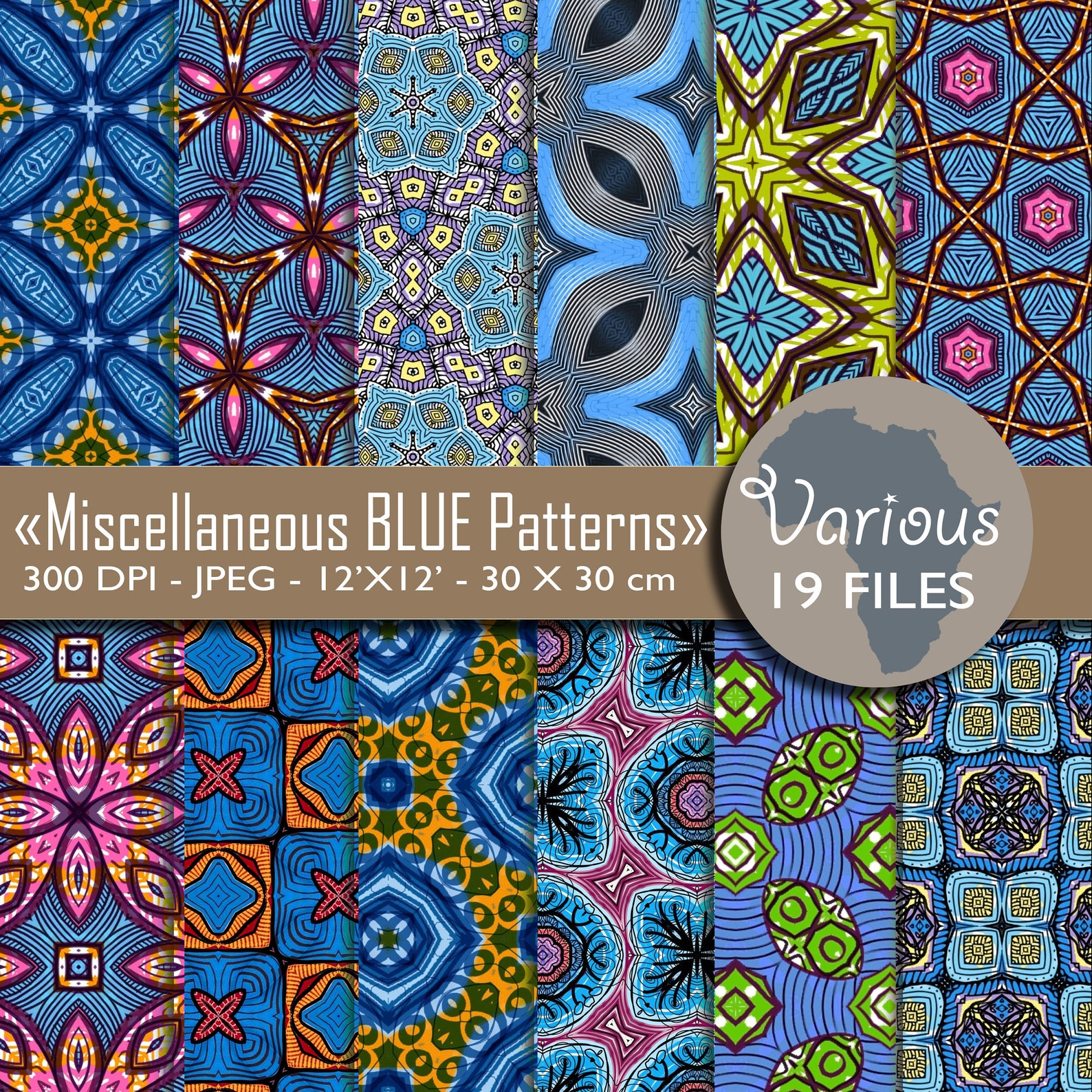 Miscellaneous Blue Ankara Style Patterns Afrique Papier Digital ...