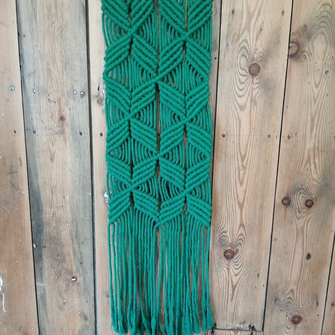 Green Cross Macrame Green Macrame Long Macrame Wall Hanging - Etsy