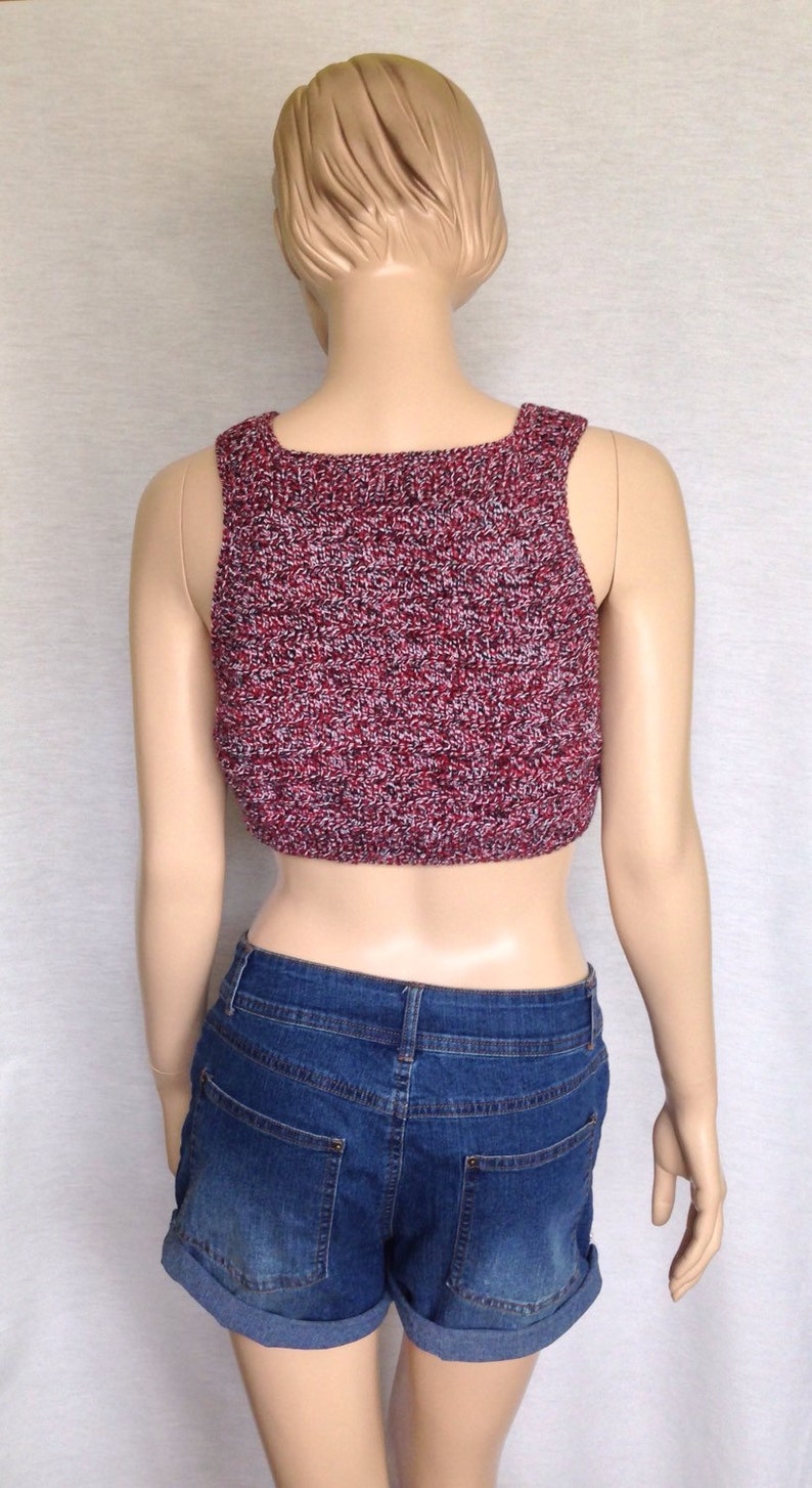 Schwarz rot & weiß gestrickt Crop Top handgefertigt | Etsy
