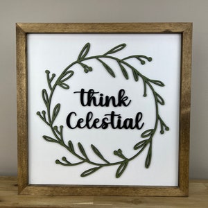 Think Celestial With Greenery 14x14 Inch Wood Framed Sign - Etsy