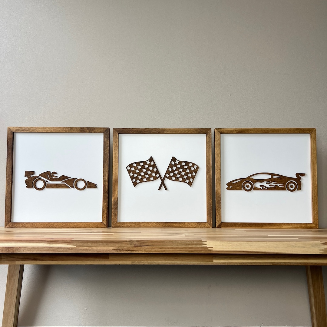 Race Car Sign 14x14 Inch Wood Signs Boys Bedroom Decor Race Car Room ...