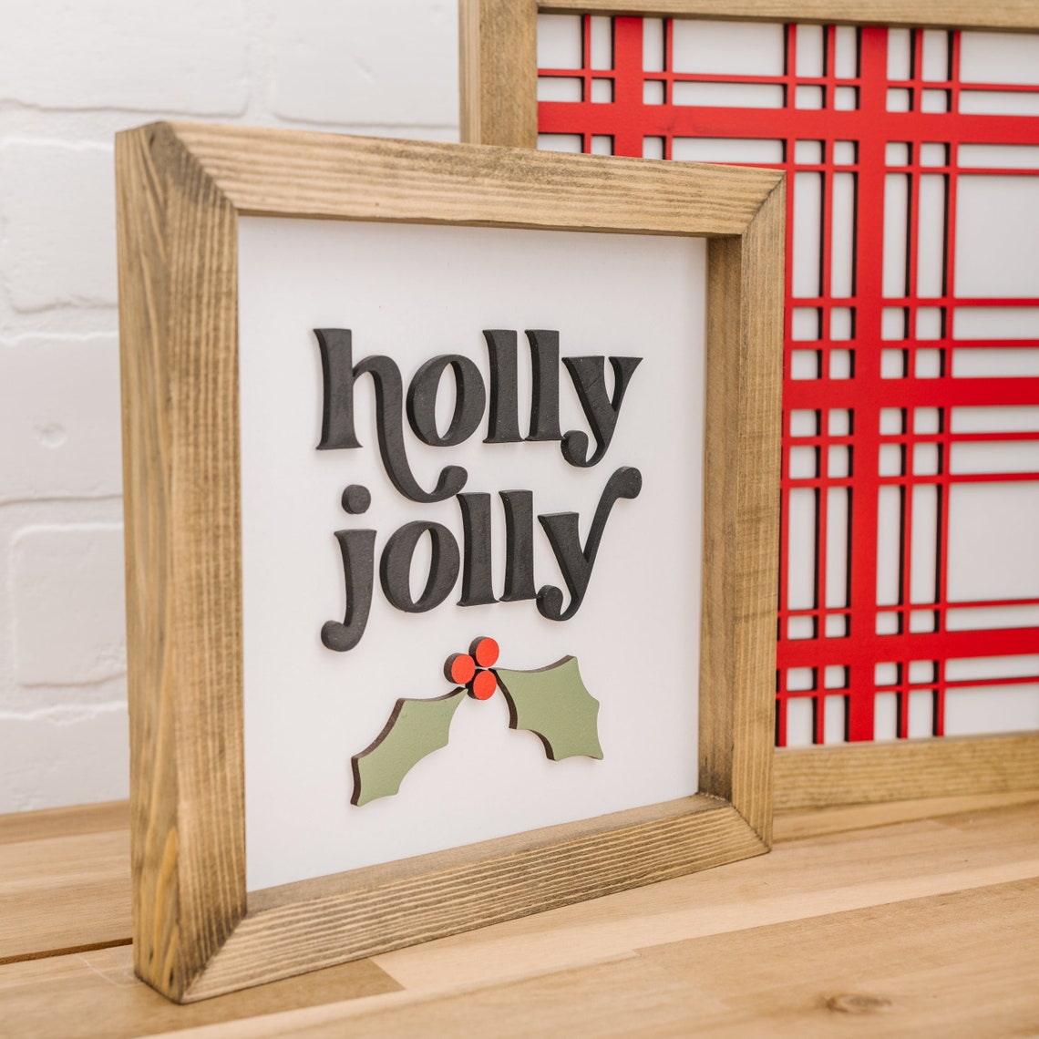 Christmas Sign Wood, Holly Jolly Sign, Christmas Signs Wood, Holly ...