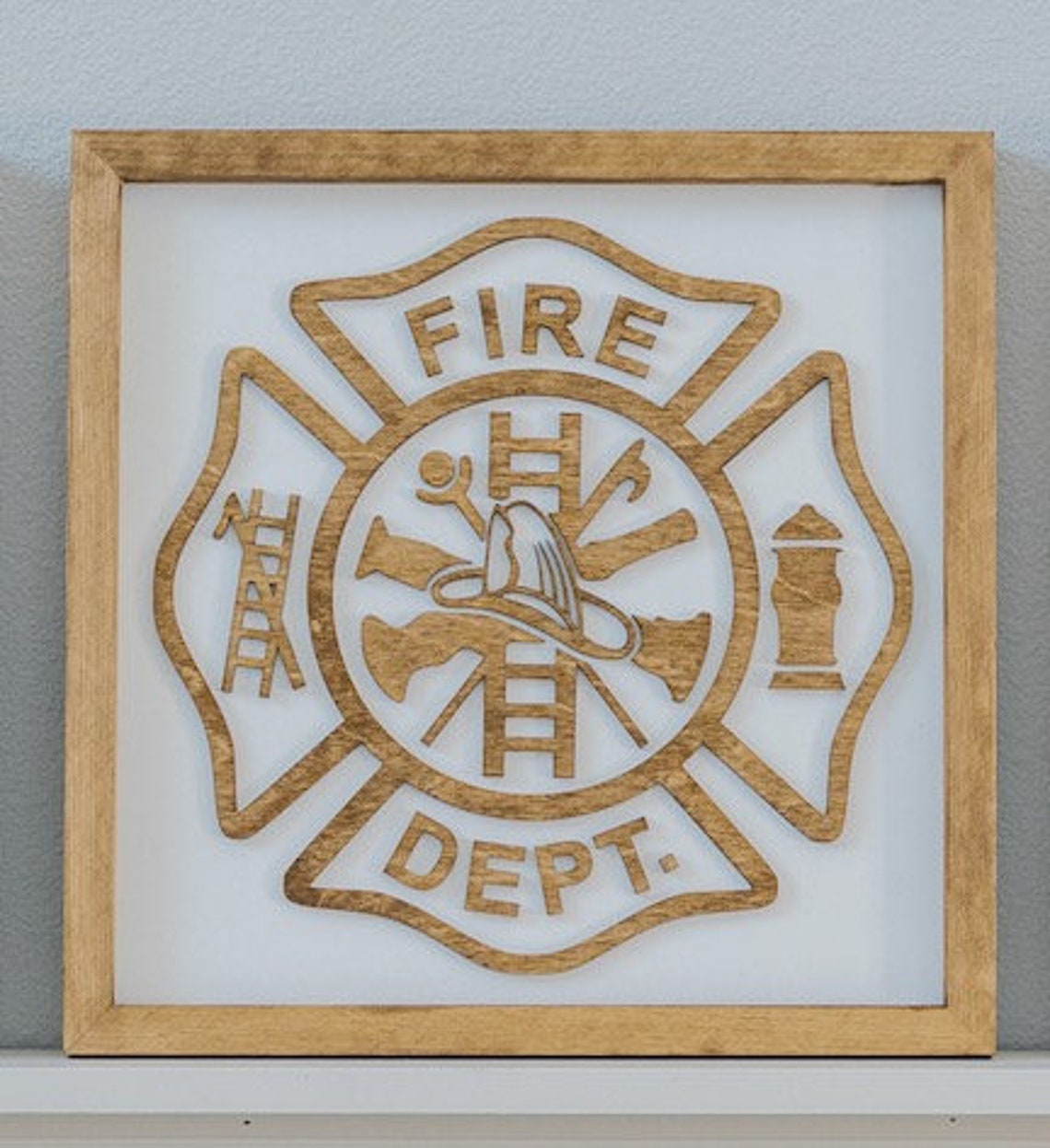 Fire Truck Sign, Wooden Firetruck Sign, Firefighter Room Decor, Fire ...