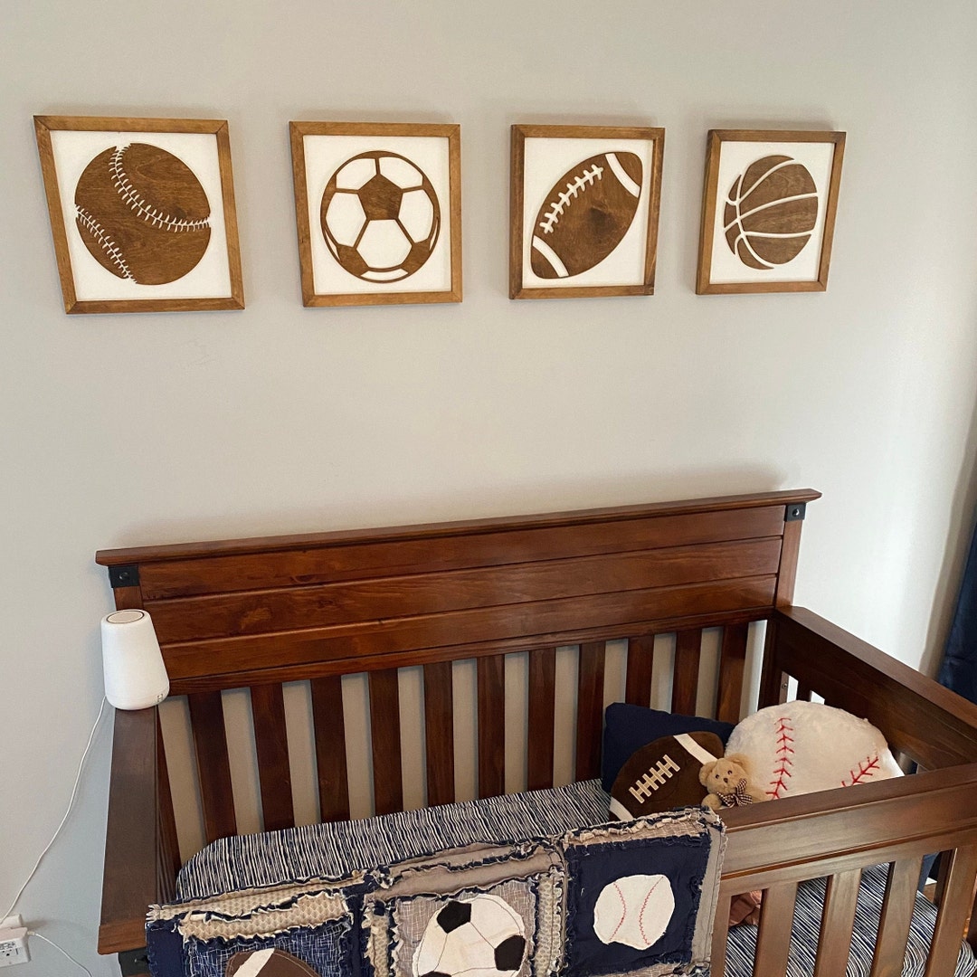 Set of 4 Sports Signs, Sports Theme Bedroom, Sports Bedroom Decor ...