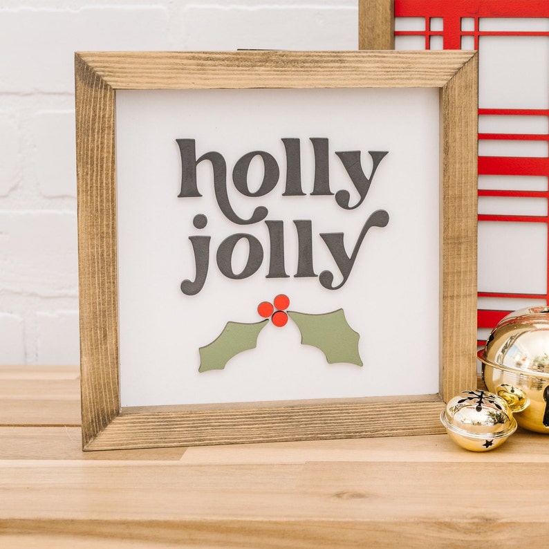Christmas Sign Wood, Holly Jolly Sign, Christmas Signs Wood, Holly ...
