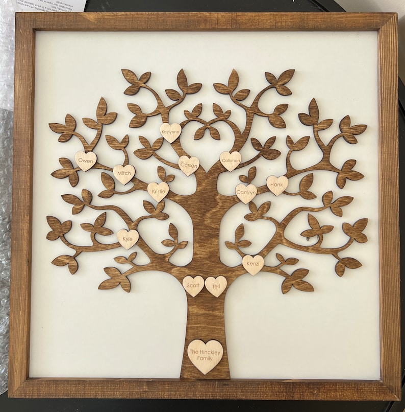 Custom Family Tree Sign With Names – Engraved Wooden Family Name Sign ...