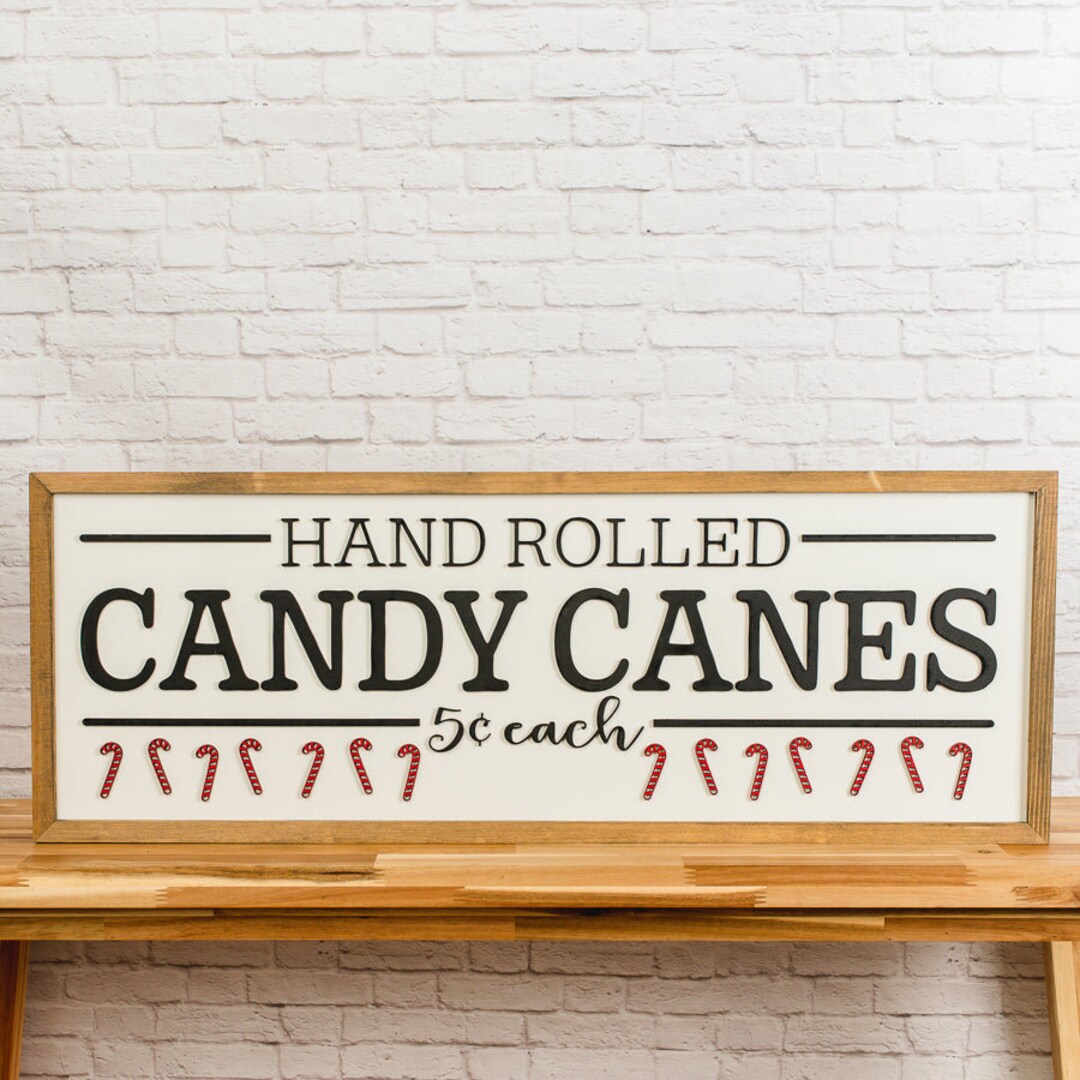 Hand Rolled Candy Canes, 13x35 Inch Wood Sign, Christmas Sign Wood ...