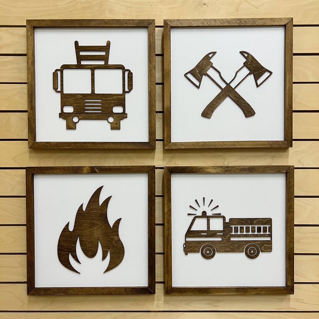 Fire Truck Sign Wood Sign Fire Truck Room Decor 14x14 Inch - Etsy