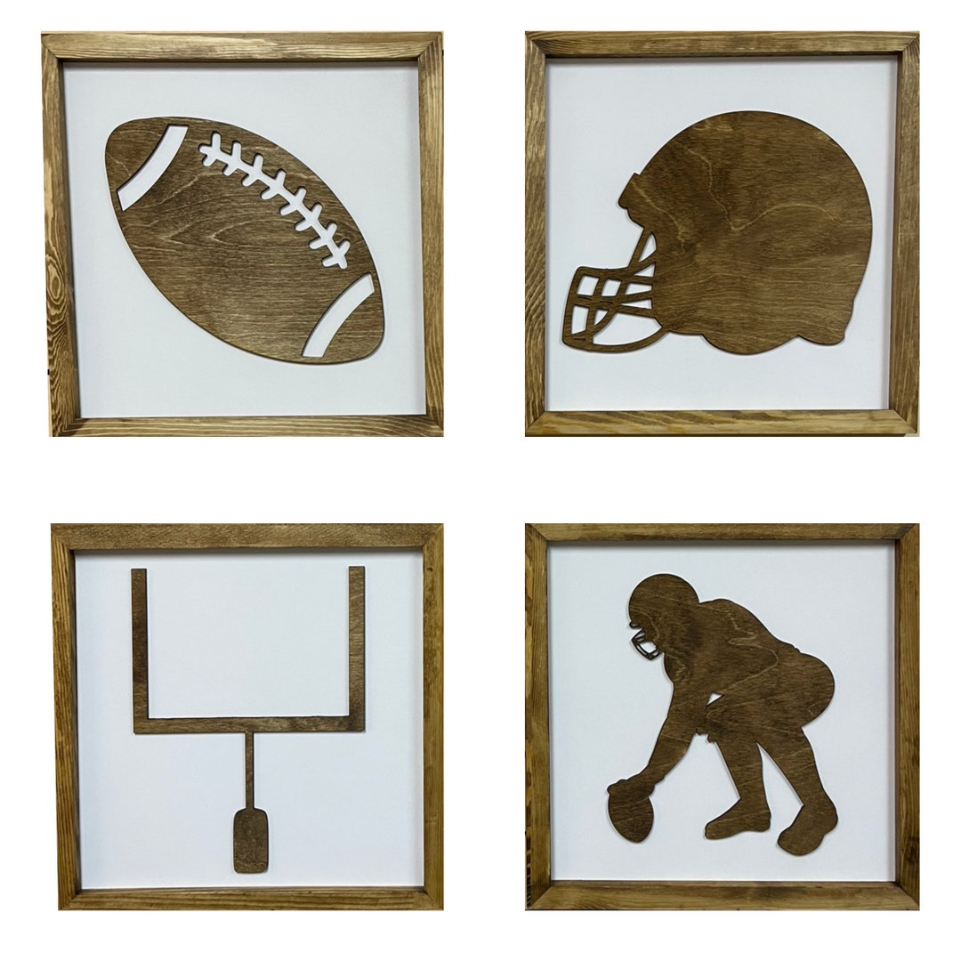 Set of 4 Football Signs, Football Gallery Wall, Football Gallery ...