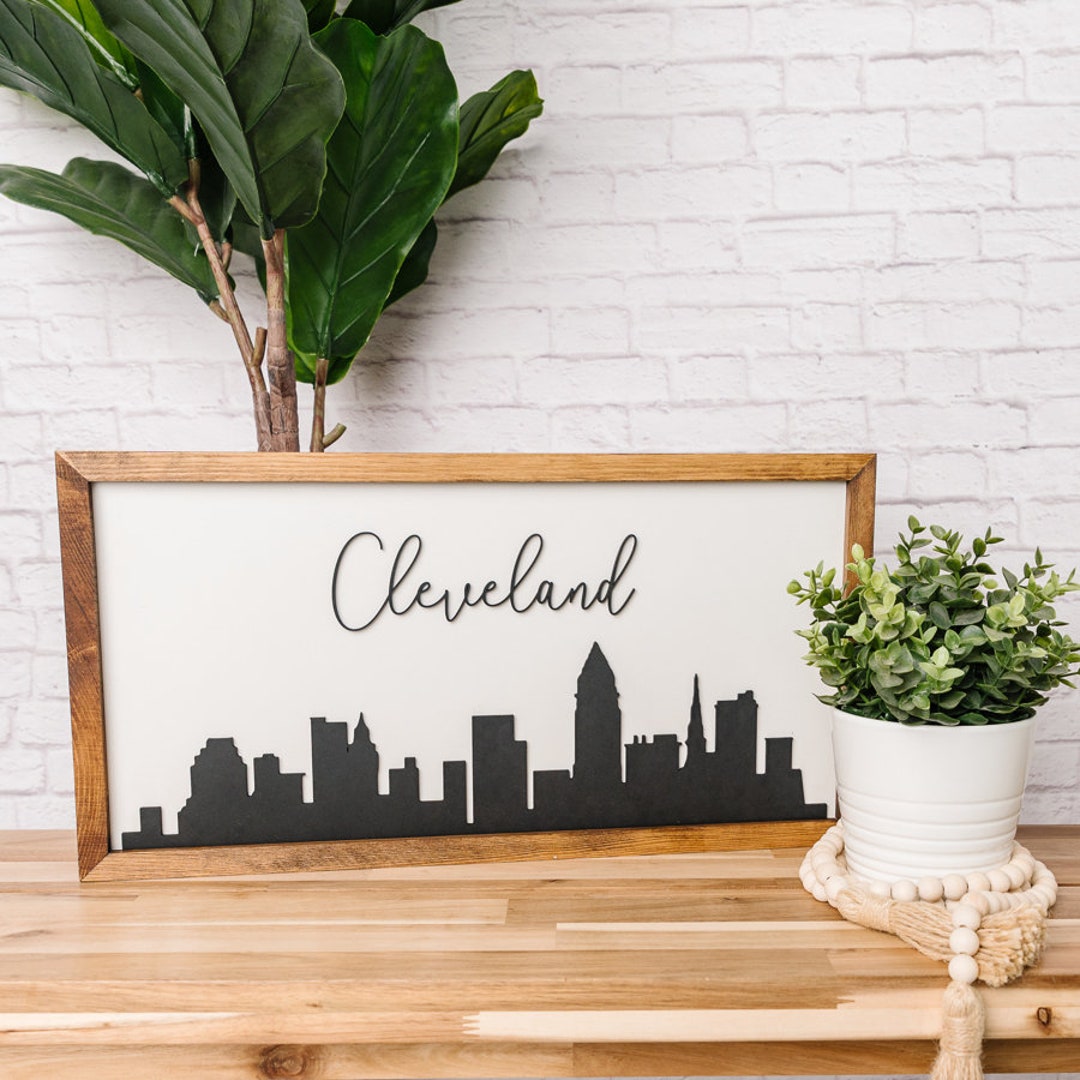Cleveland Skyline Frame Drawing, Cleveland Sign, Cleveland Ohio ...