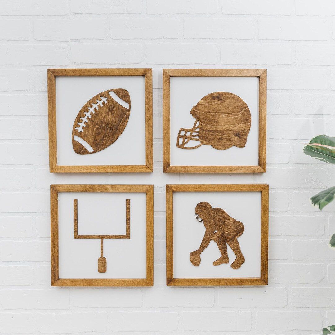 Set of 4 Football Signs, Football Gallery Wall, Football Gallery ...