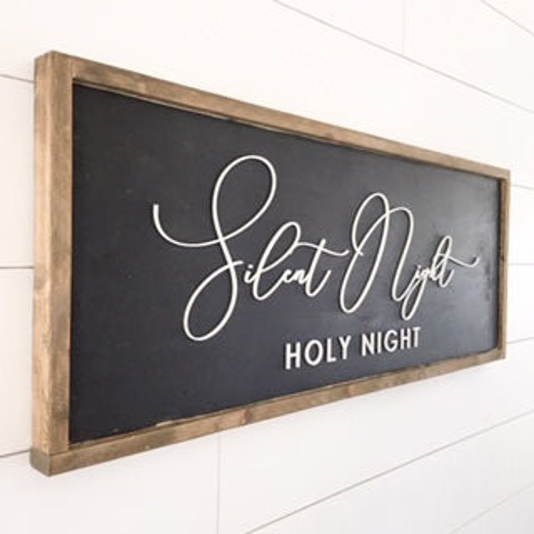 Silent Night Holy Night Sign, Christmas Mantel Decor, Christian ...