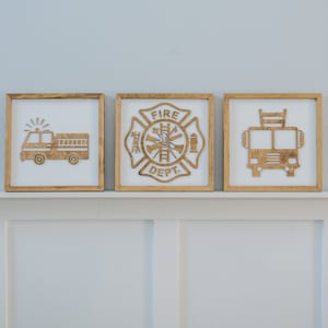Fire Truck Sign, Wooden Firetruck Sign, Firefighter Room Decor, Fire ...