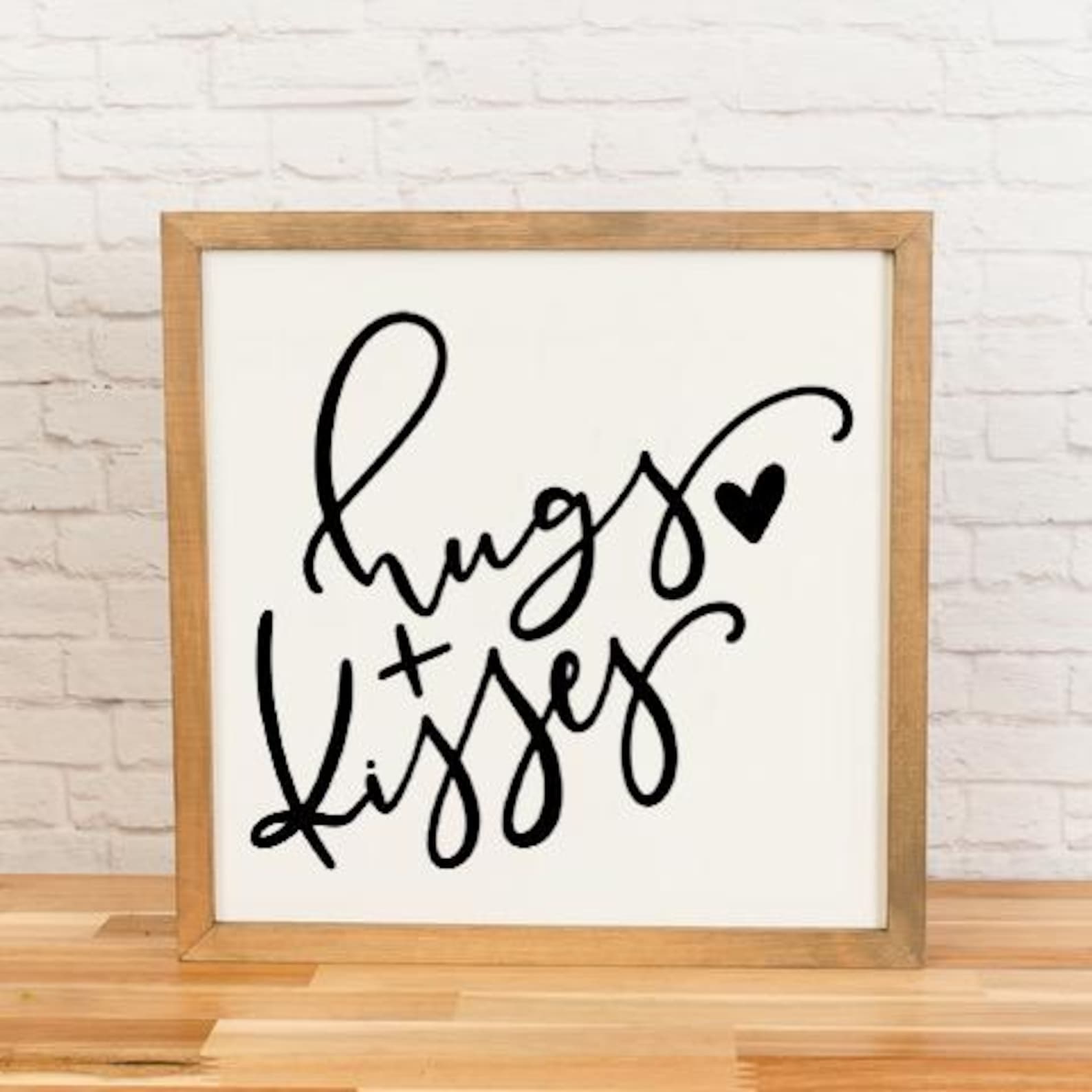 Hugs and Kisses Sign | 11x11 Inch Wood Sign | Valentine Sign, Hugs and ...