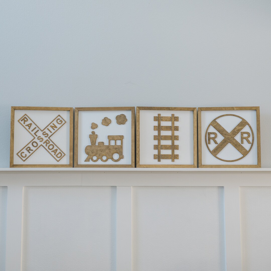 Boys Room Decor, Railroad Crossing, Train Decor Toddler, Train Bedroom ...