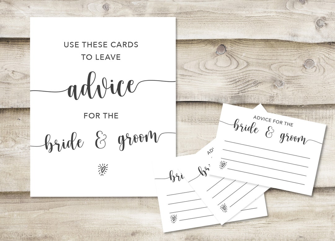 Printed Advice for the Bride & Groom Sign With 3.5x5 Inch Cards, Bridal ...
