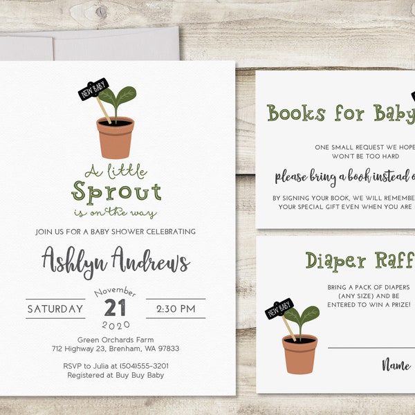 Little Sprout Baby Shower Invitation - Etsy
