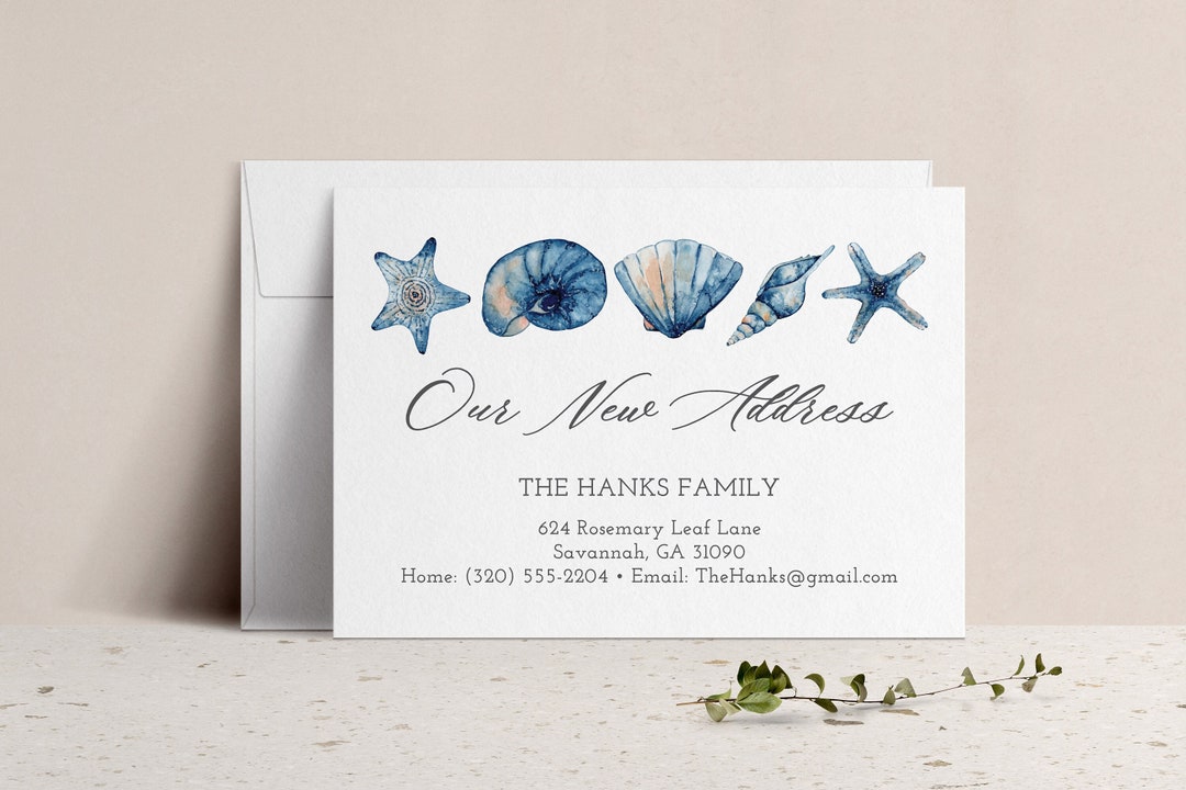 Seashell Nautical Moving Announcement, We've Moved Card for Family ...