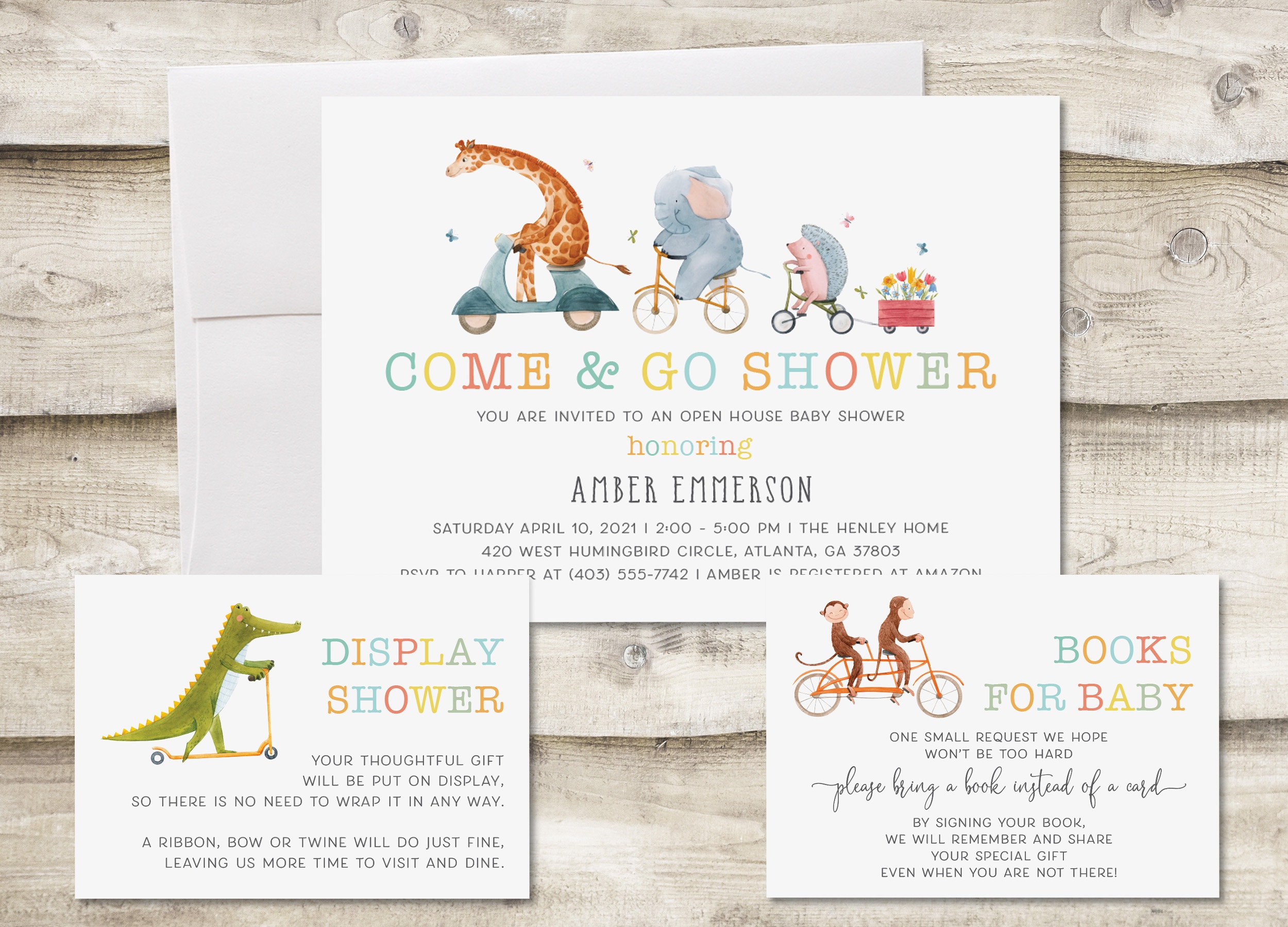 Animals Parade Come and Go Baby Shower Invitation with Book - Etsy.de
