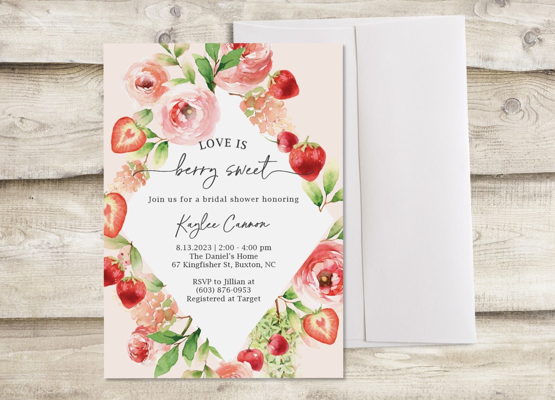 Love is berry Sweet Bridal Shower Invitation - Etsy