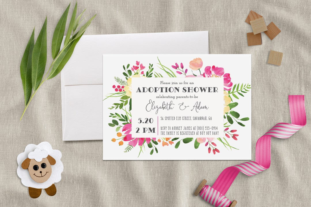 Adoption Shower Invitation, Baby Girl Invitation for Parents Adopting a ...