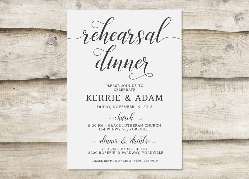 Simple and Modern Rehearsal Dinner Invitation With RSVP Card - Etsy