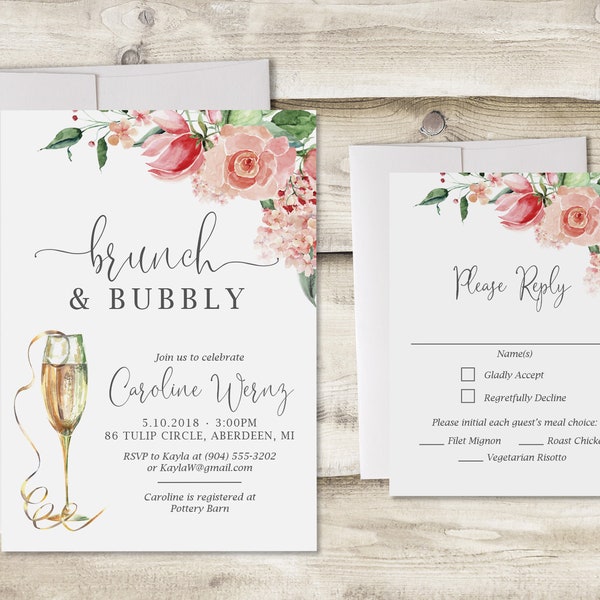 Bridal Shower Invite With Rsvp - Etsy