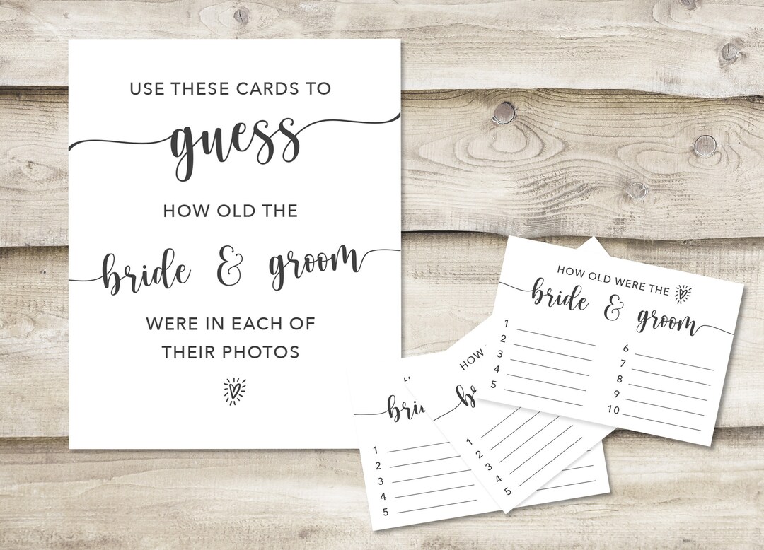 Printed How Old Were the Bride & Groom Sign With 3.5x5 Inch Cards ...