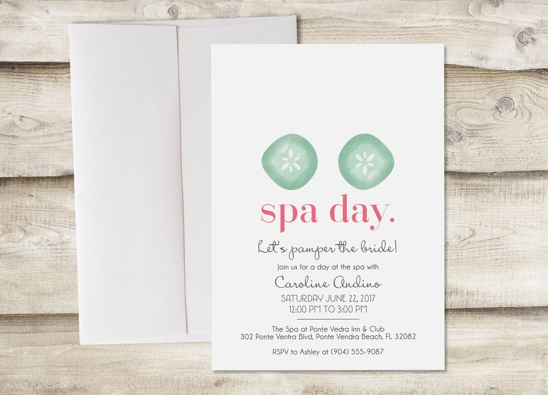 Spa Day Bridal Shower Invitation Resort Beach Bachelorette - Etsy