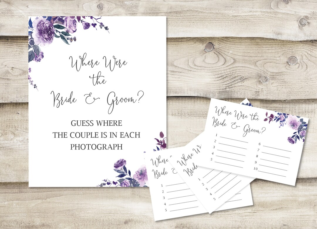 Printed Where Were the Bride & Groom Sign With 3.5x5 Inch Cards, Bridal ...