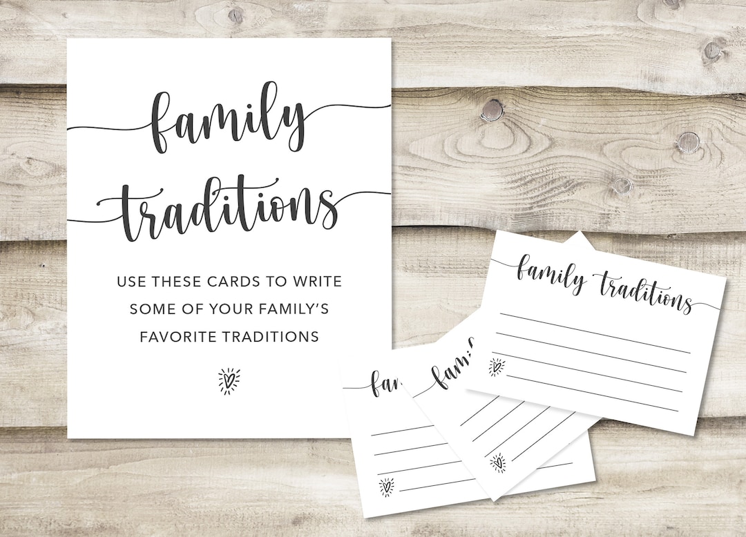 Printed Family Traditions Sign With 3.5x5 Inch Cards, Baby Shower Game ...