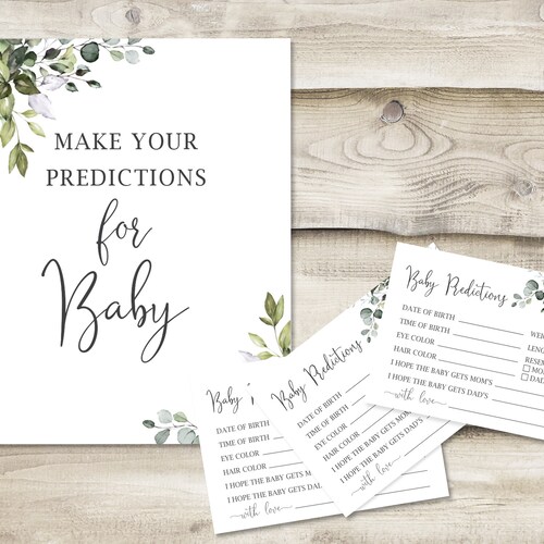 Printed Make Your Predictions for Baby Sign With 3.5x5 Inch - Etsy