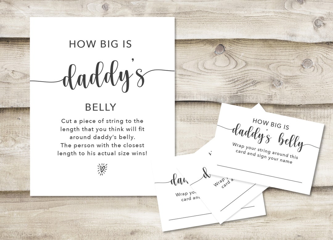 Printed How Big is Daddy's Belly Sign With 3.5x5 Inch Cards, Baby ...