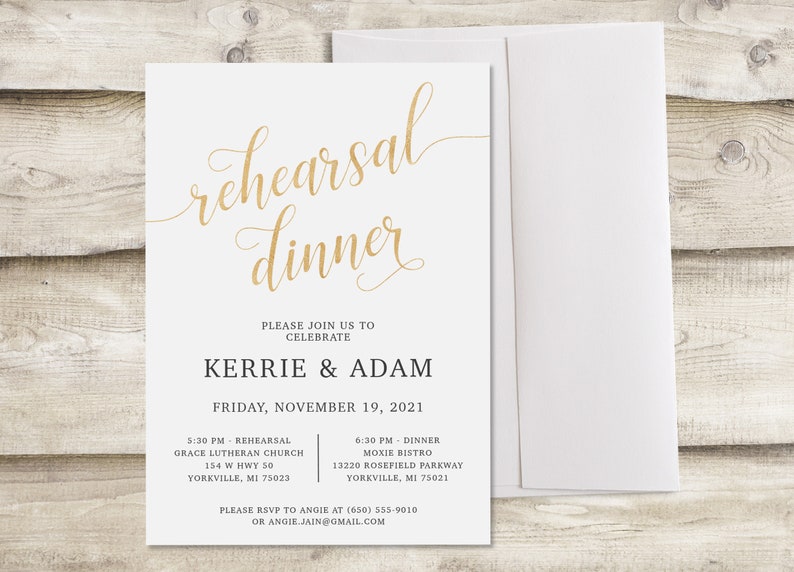 Simple and Modern Rehearsal Dinner Invitation With RSVP Card - Etsy